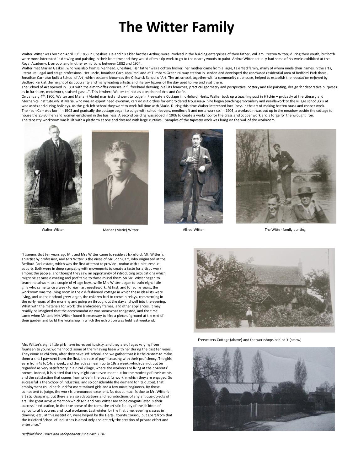 Hitchin Historical Society Witter family